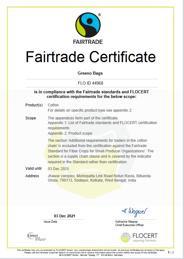 Certification - Greenobags